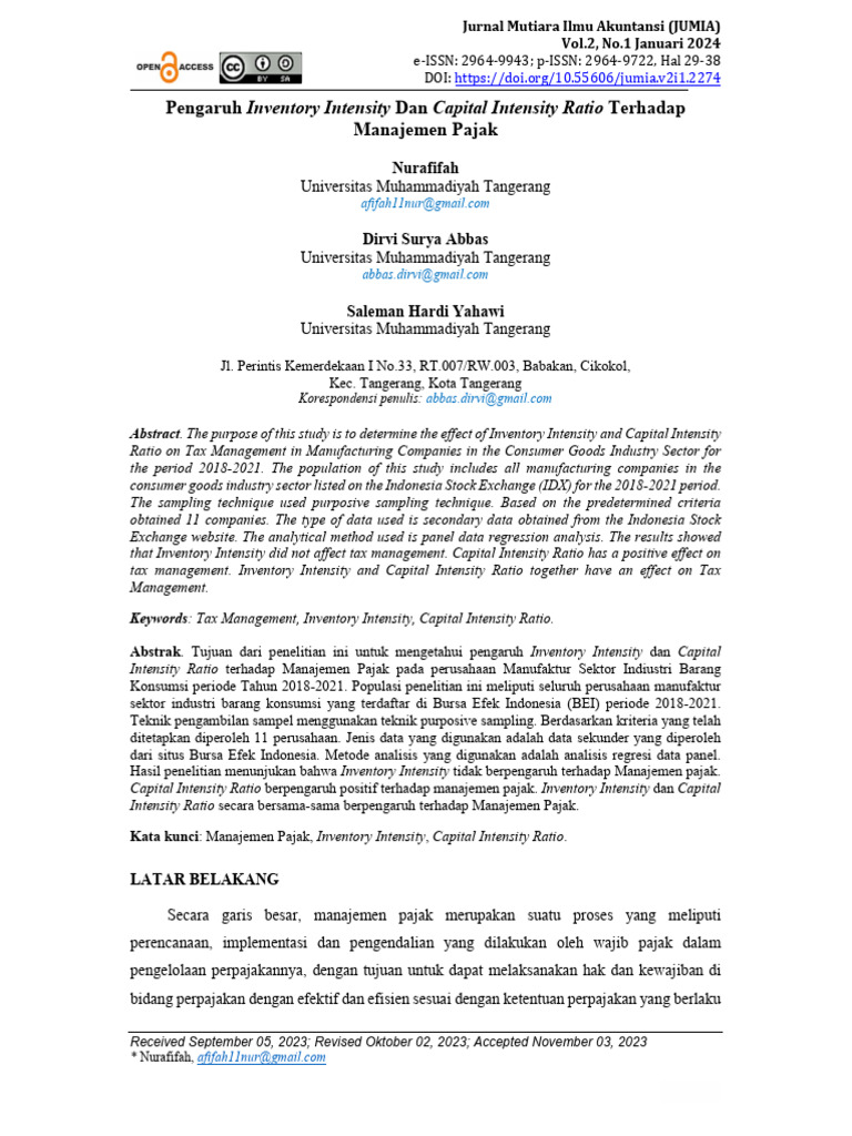 SINTA 5 - 2024 - Pengaruh Inventory Intensity Dan Capital Intensity ...