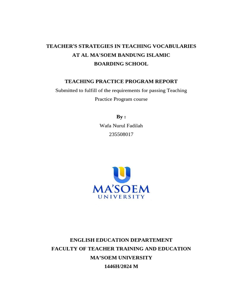 PPL Report Wafa (Revision) | PDF | Vocabulary | Adverb