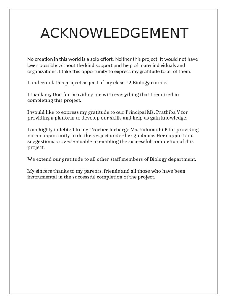 Bio Acknowledgement | PDF