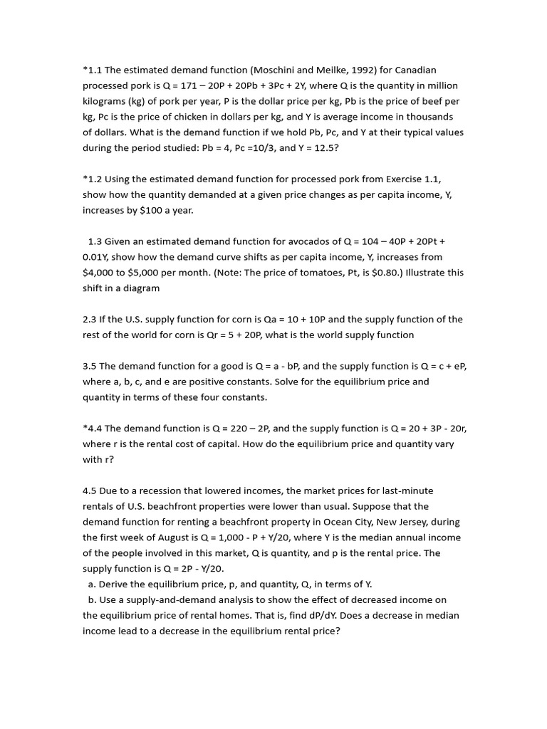 ch2 Exercises | PDF | Demand | Finance & Money Management