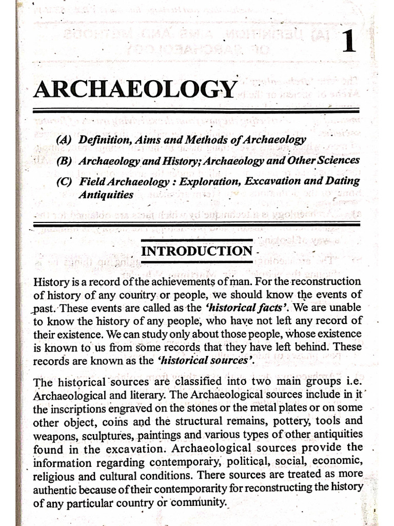 Chapter 1 Archaeology | PDF