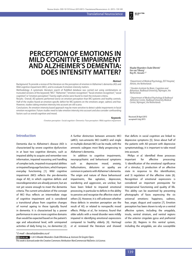 Percep of Emo in Mci | PDF