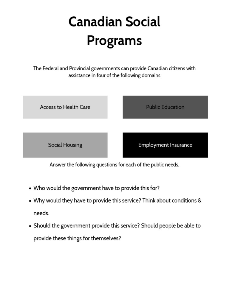 Canadian Social Programs Questions | PDF