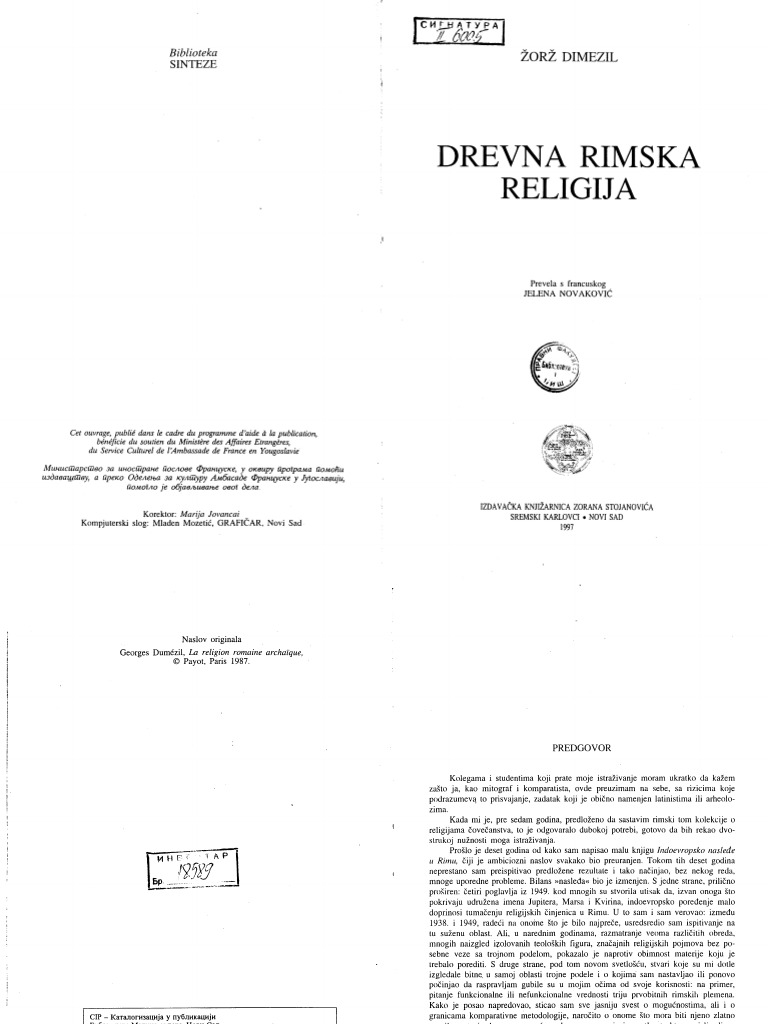 Žorž Dimezil Drevna Rimska Religija | PDF