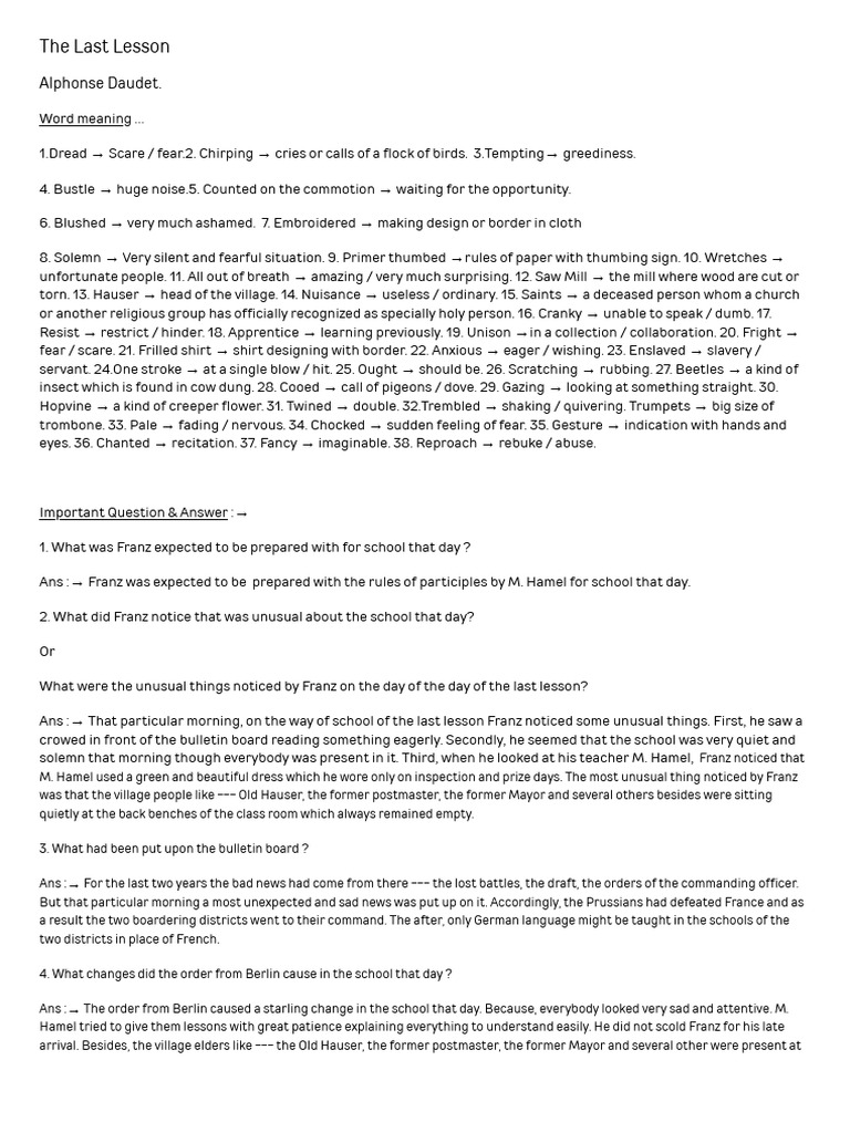 The Last Lesson | PDF