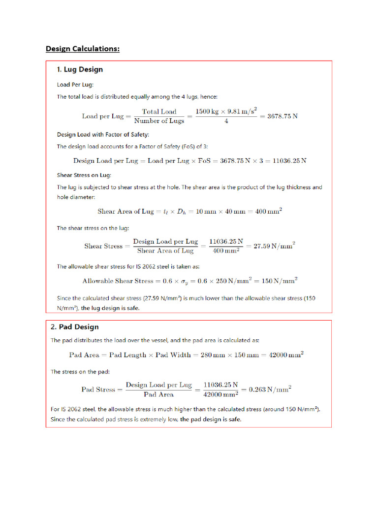 Lifting Lug Design Calculations | PDF