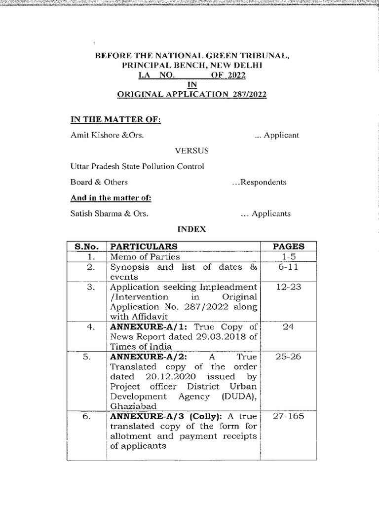 IA Impleadment Satish Sharma NGT Final | PDF