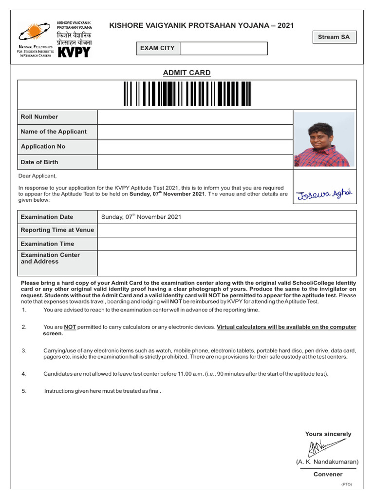Candidate Hall Ticket | PDF