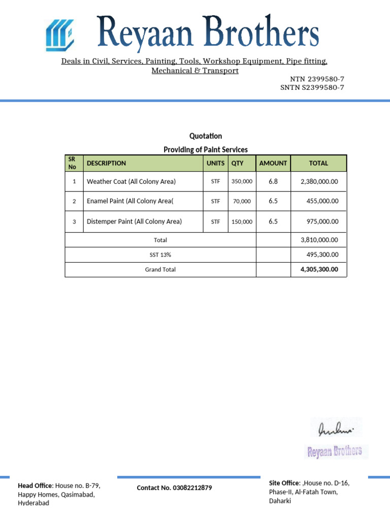 Paint Quotation | PDF