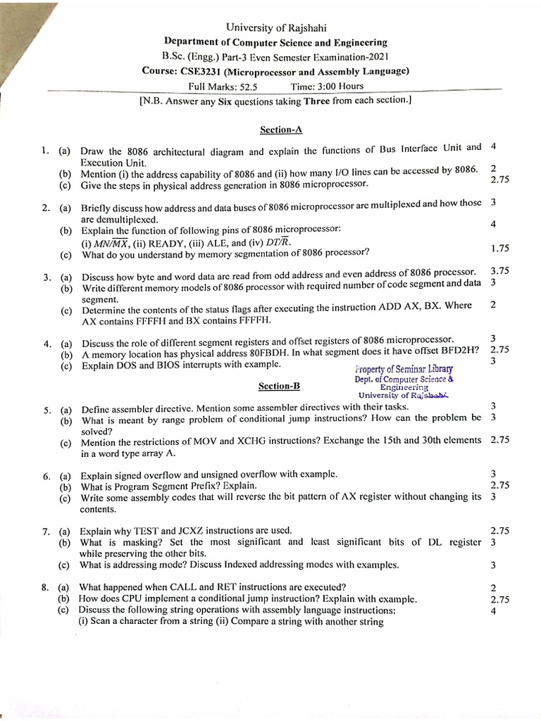 Microprocessor Year Questions | PDF