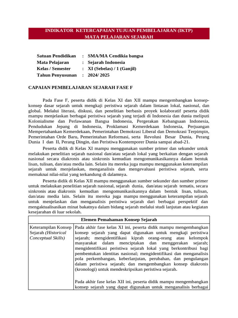 IKTP Ganjil Dan Genap - Sejarah 11 | PDF