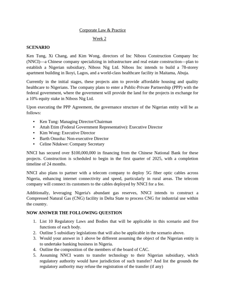 Corporate Law Task Week 2 - Backlog Set | PDF