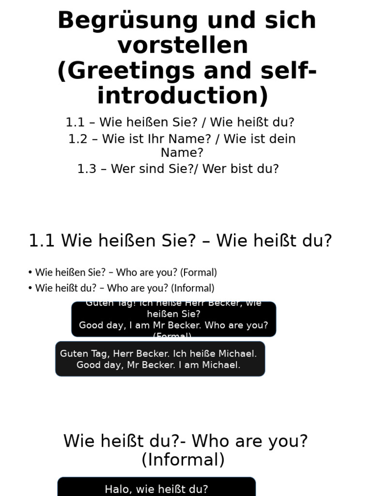 Begrüsung Und Sich Vorstellen | PDF
