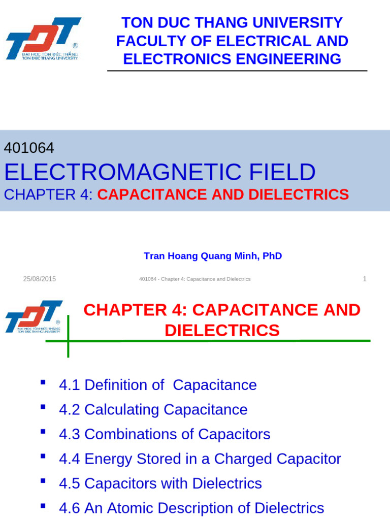 Chapter 4. Capacitance and Dielectrics | PDF