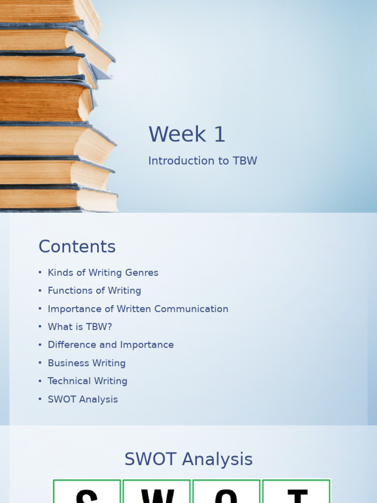 Week 1 TBW Intro Lecture | PDF
