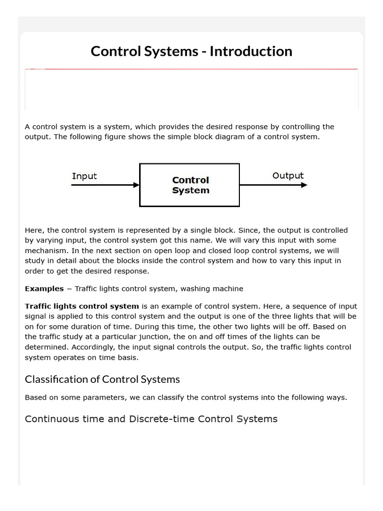 Control Systems - Introduction | PDF