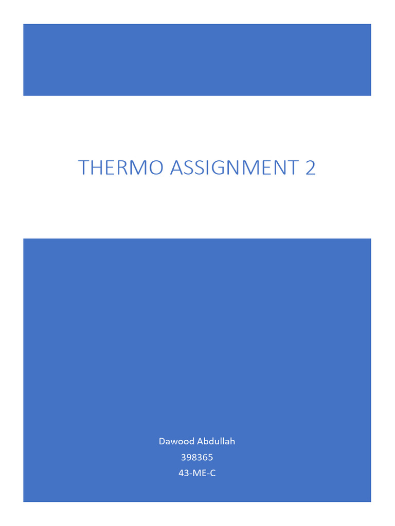 Thermo Assignment 2 | PDF