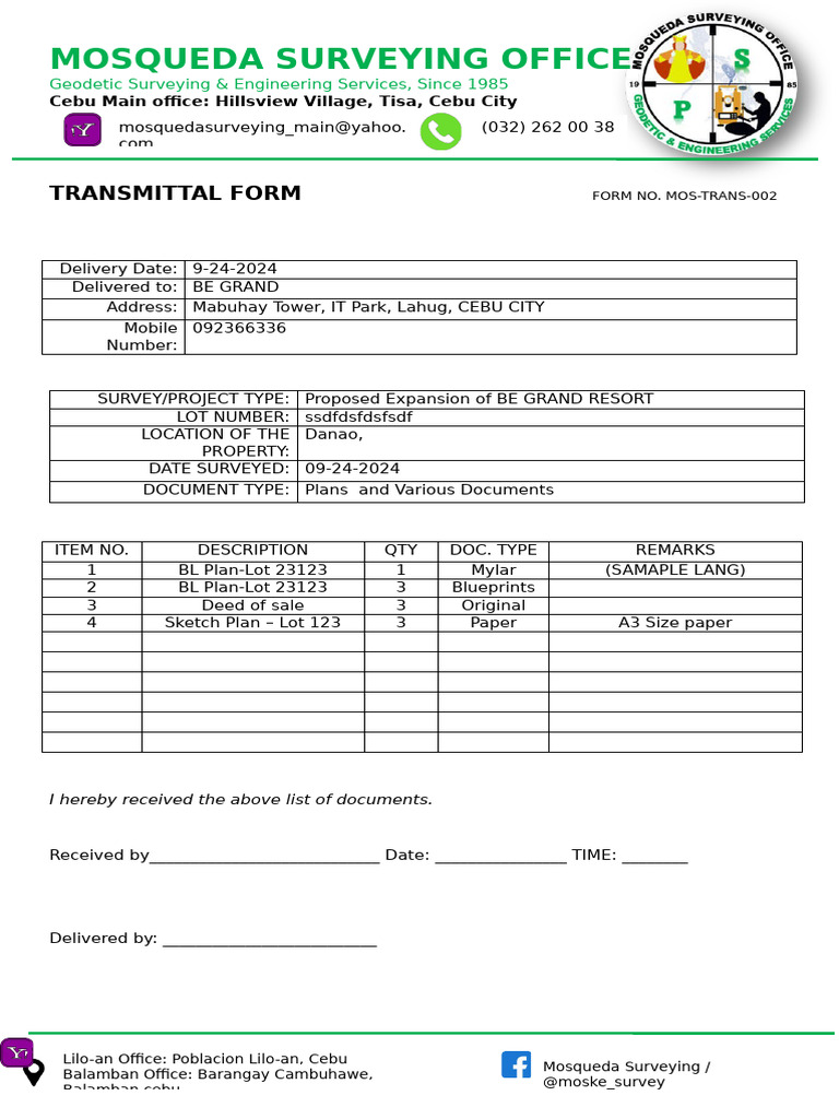 Transmittal of Documents | PDF