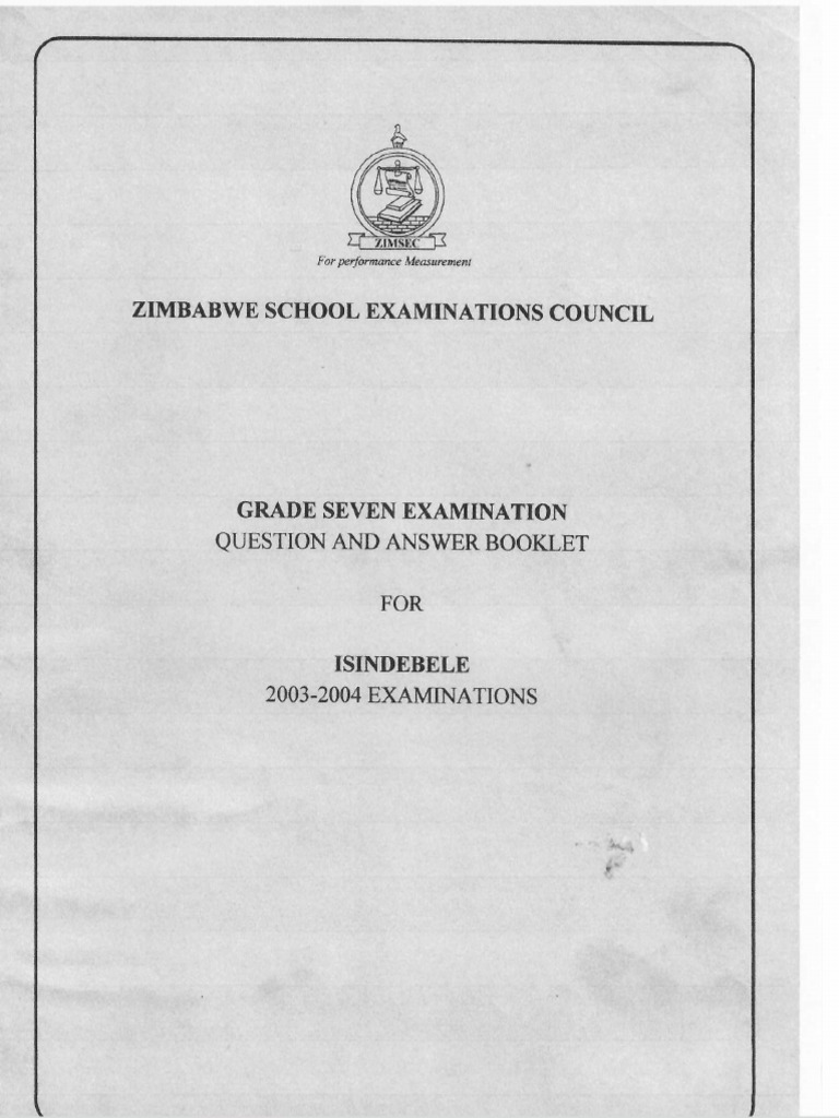 Ndebele Grade 7 Past Exams | PDF