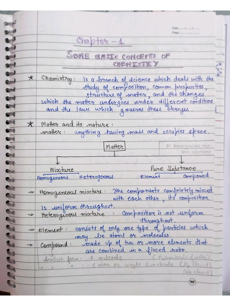 Chemistry Ch.1 Notes | PDF