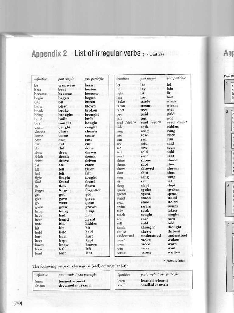 Irregular Verbs Pdf