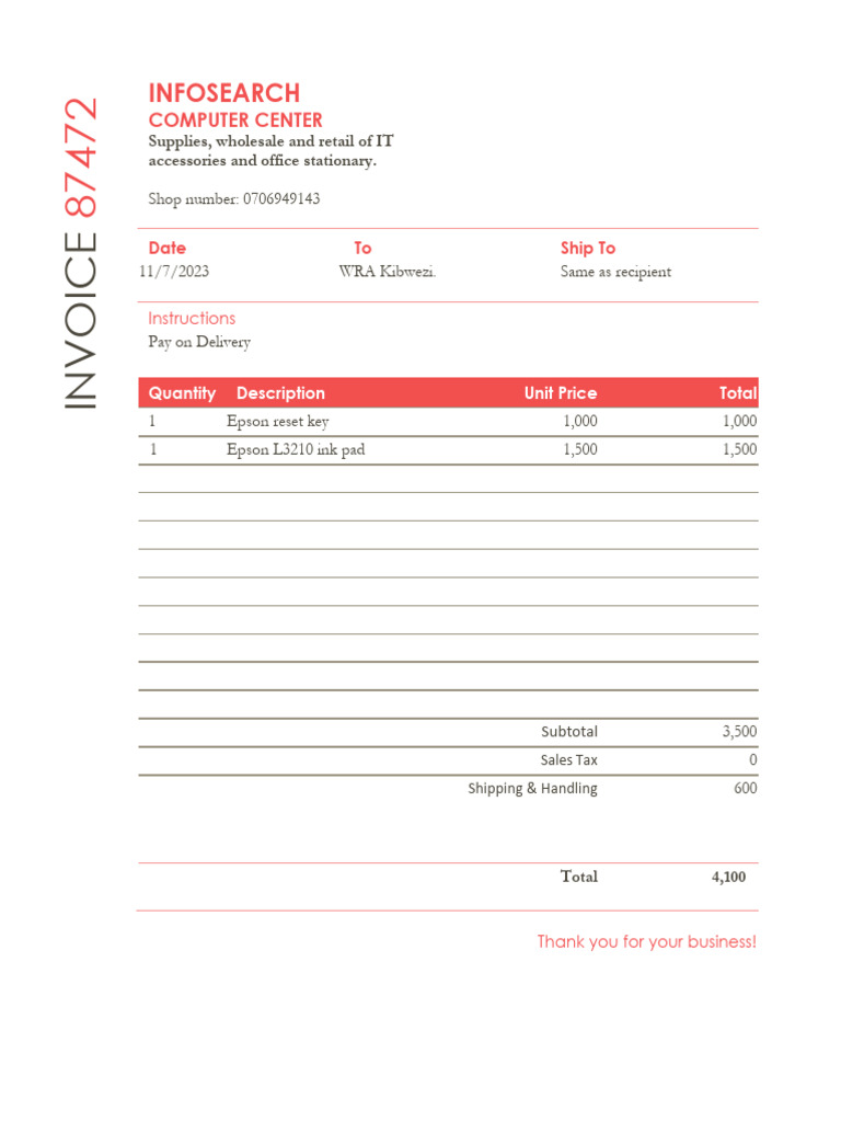 Invoice 11th July | PDF