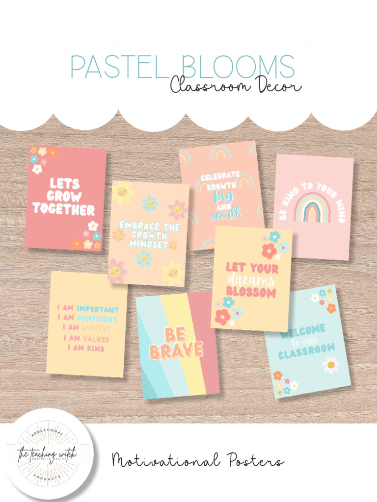 Pastel Blooms Classroom Decor Motivational Posters-1 | PDF