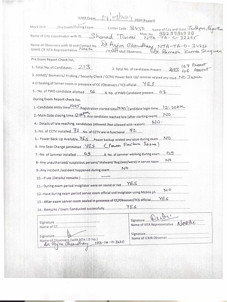 Icmr Exam Report | PDF