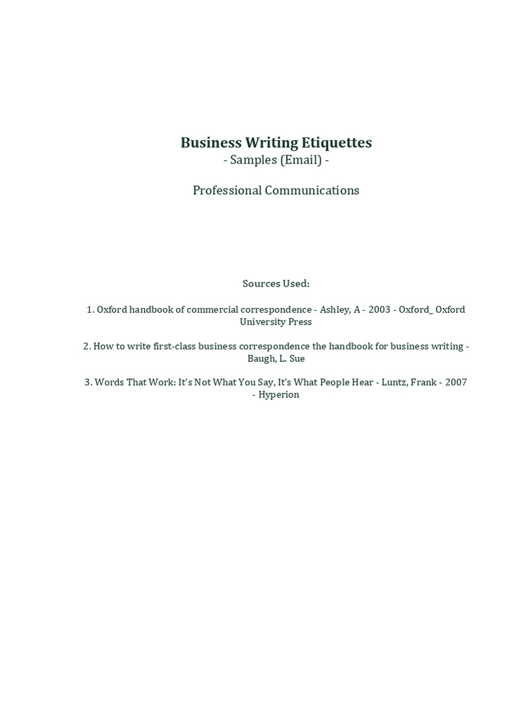 3 - Business Writing Etiquettes (Sample - Emails) | PDF