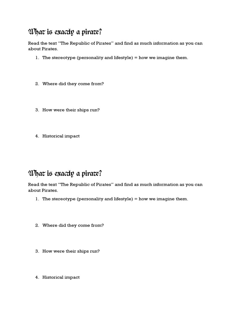 What Is Exactly A Pirate Worksheet | PDF