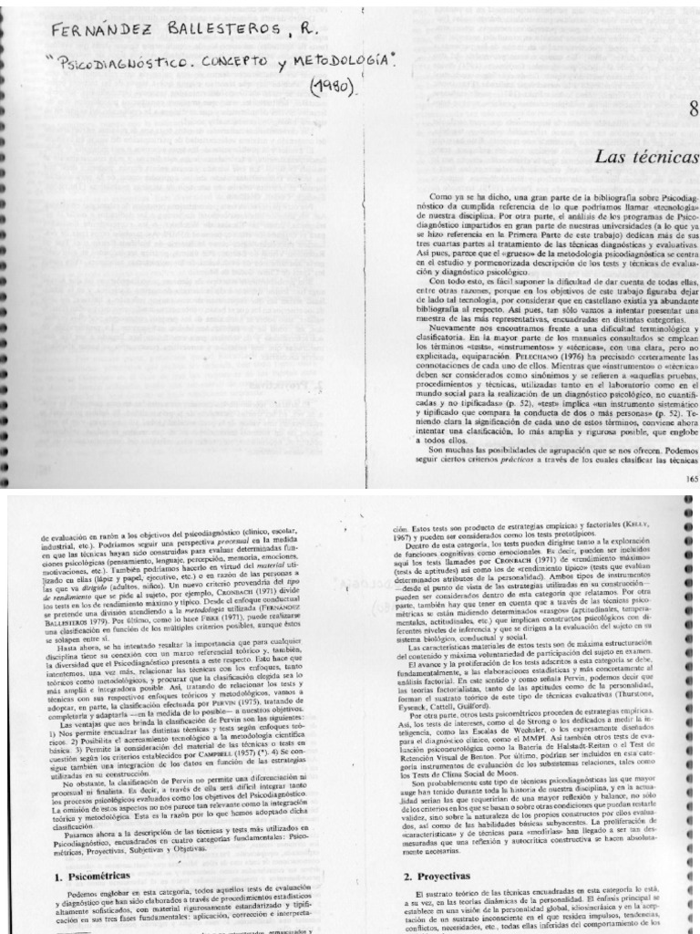 Psicodiagnóstico. Concepto y Metodología (1980) - Fernández Ballesteros ...