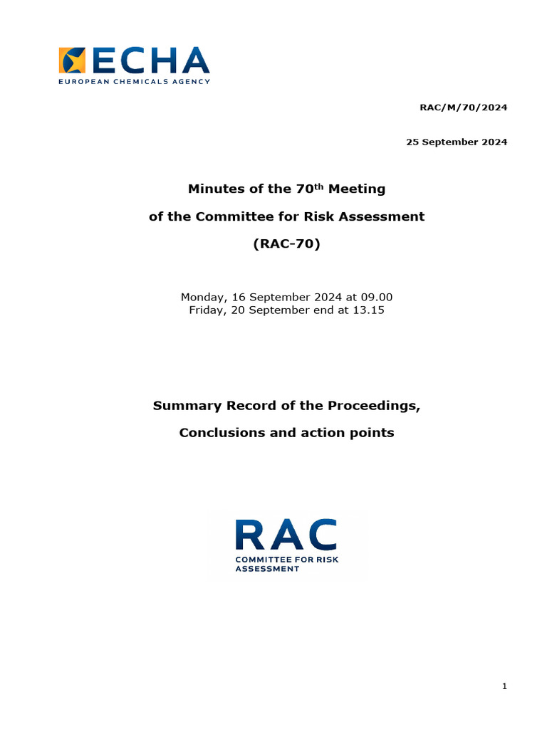 RAC-70 Draft Minutes en | PDF