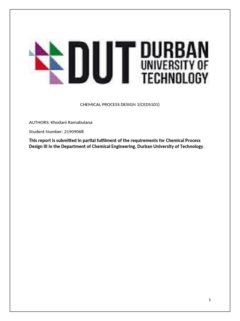 Chemical Process Design 1 | PDF