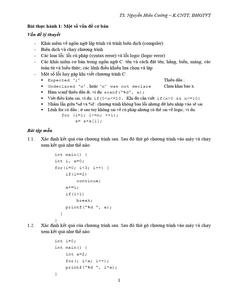 Bai Tap Thuc Hanh | PDF