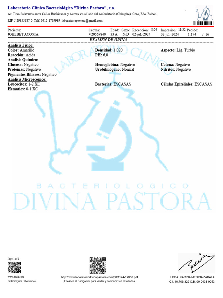 1,020 Amarillo Lig. Turbio 6,0 Acida Negativo Negativo Negativo Normal ...