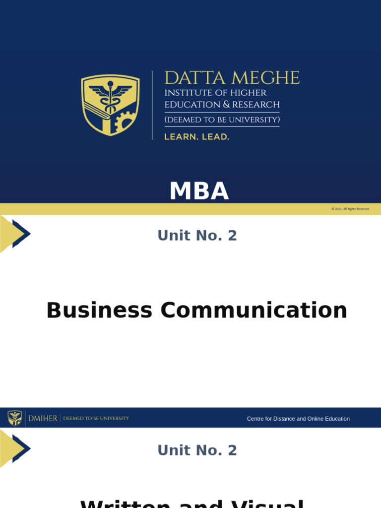 Business Communication MBA Unit 2 | PDF