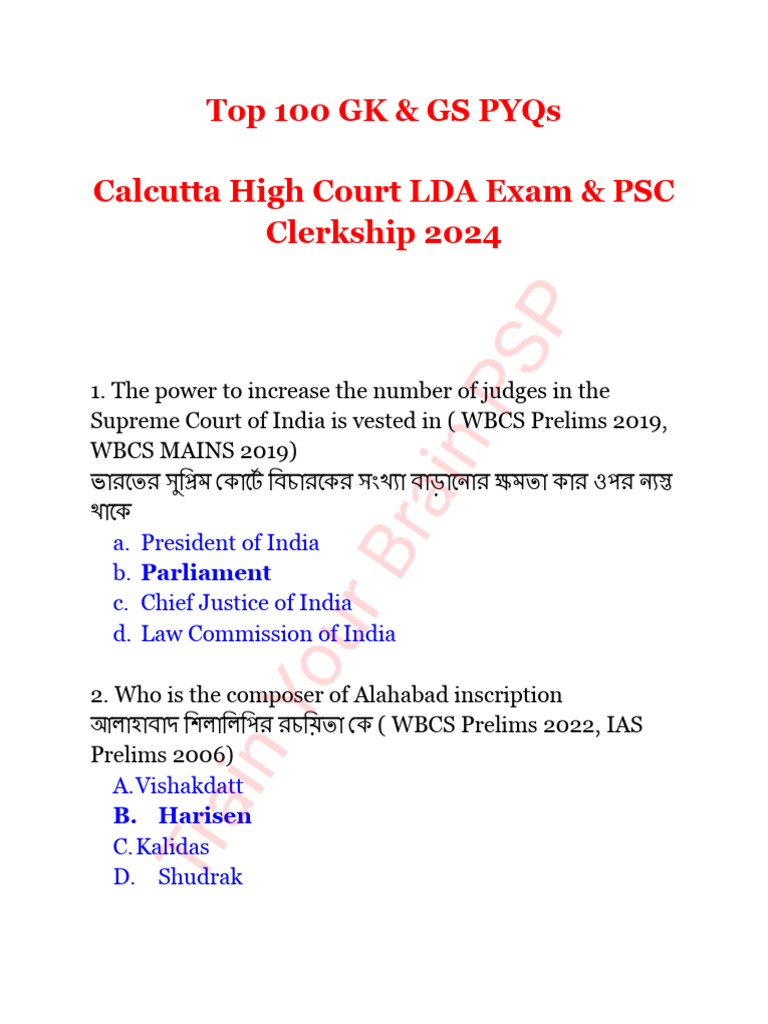 Solved Top 100 GK Gs Pyqs | PDF