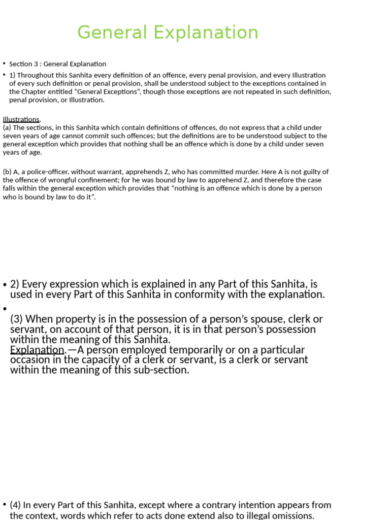 BNS General Explanation Unit 1 | PDF