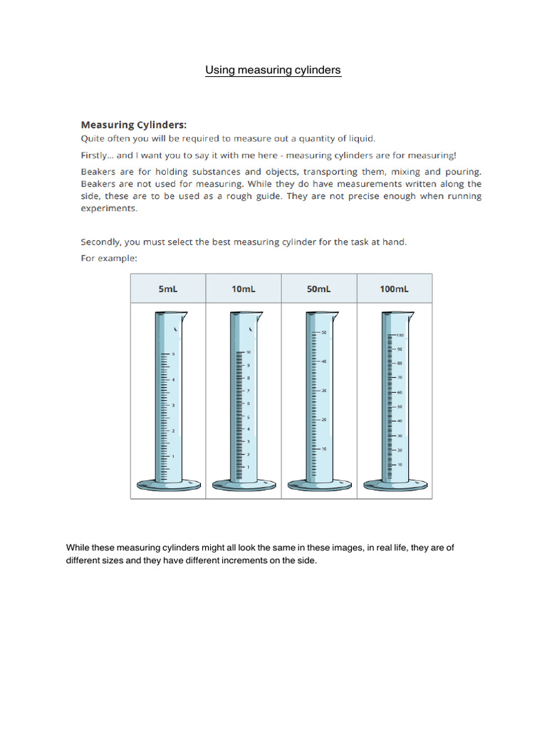 Using Measuring Cylinders | PDF