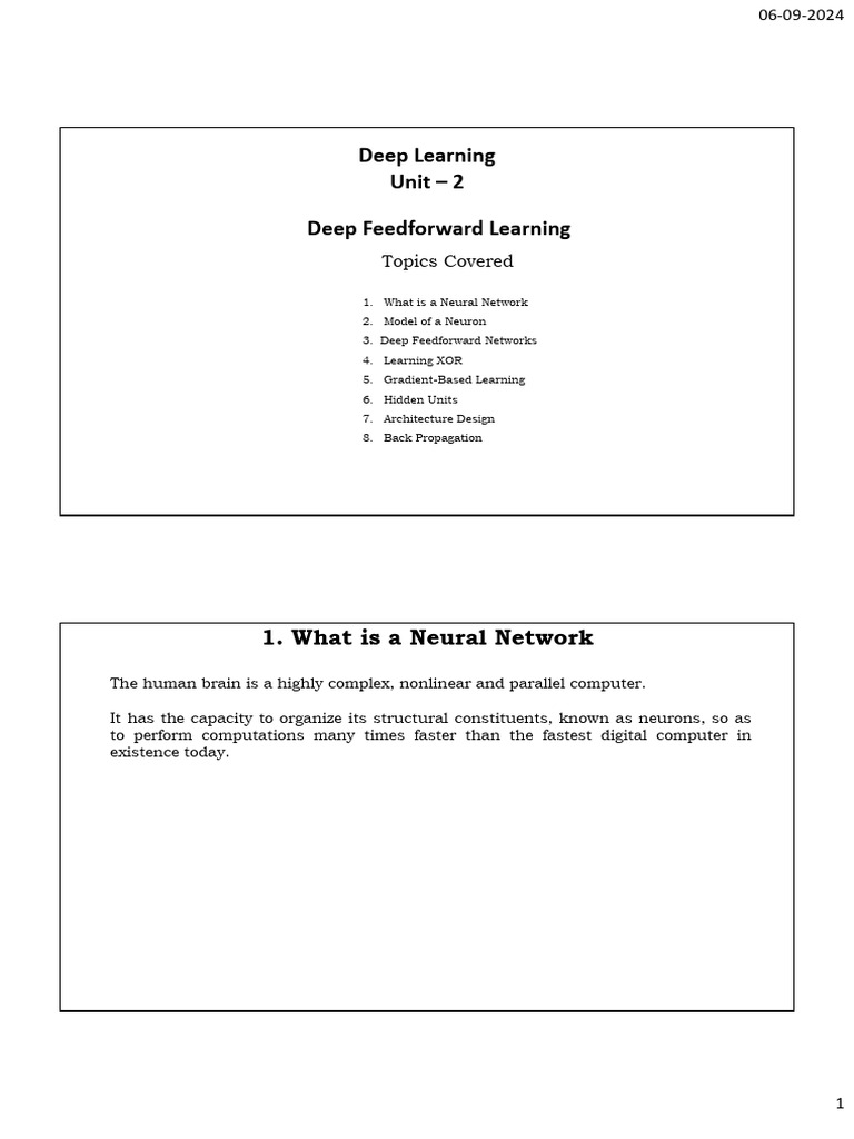 02 Deep Feedforward Learning - Notes | PDF | Artificial Neural Network ...