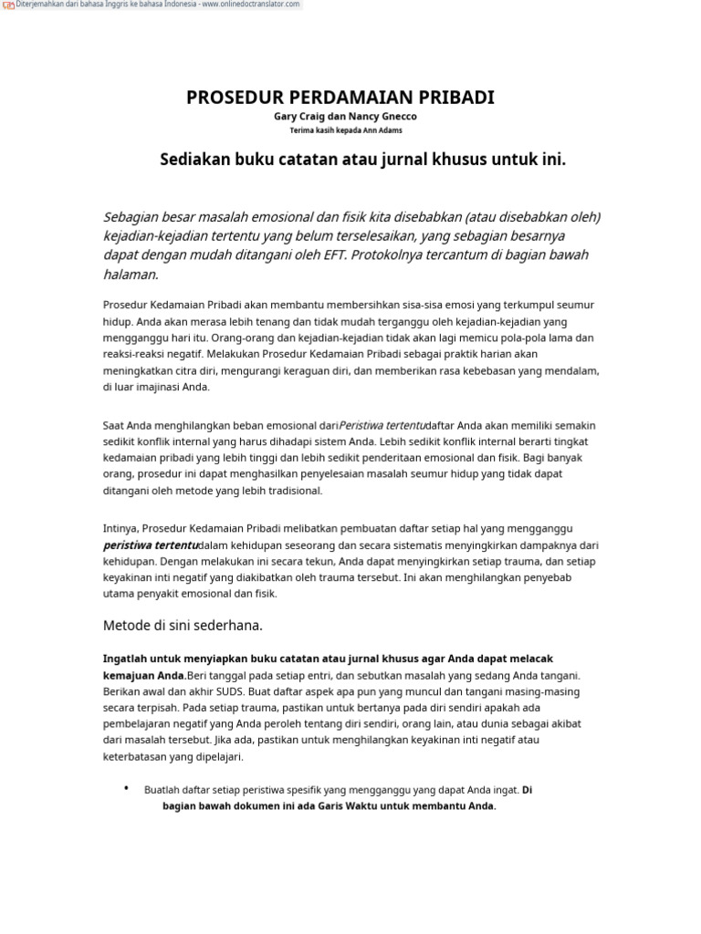 Personal-Peace-Procedure en Id | PDF