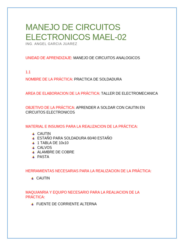 Manejo de Circuitos Electronicos Mael | PDF