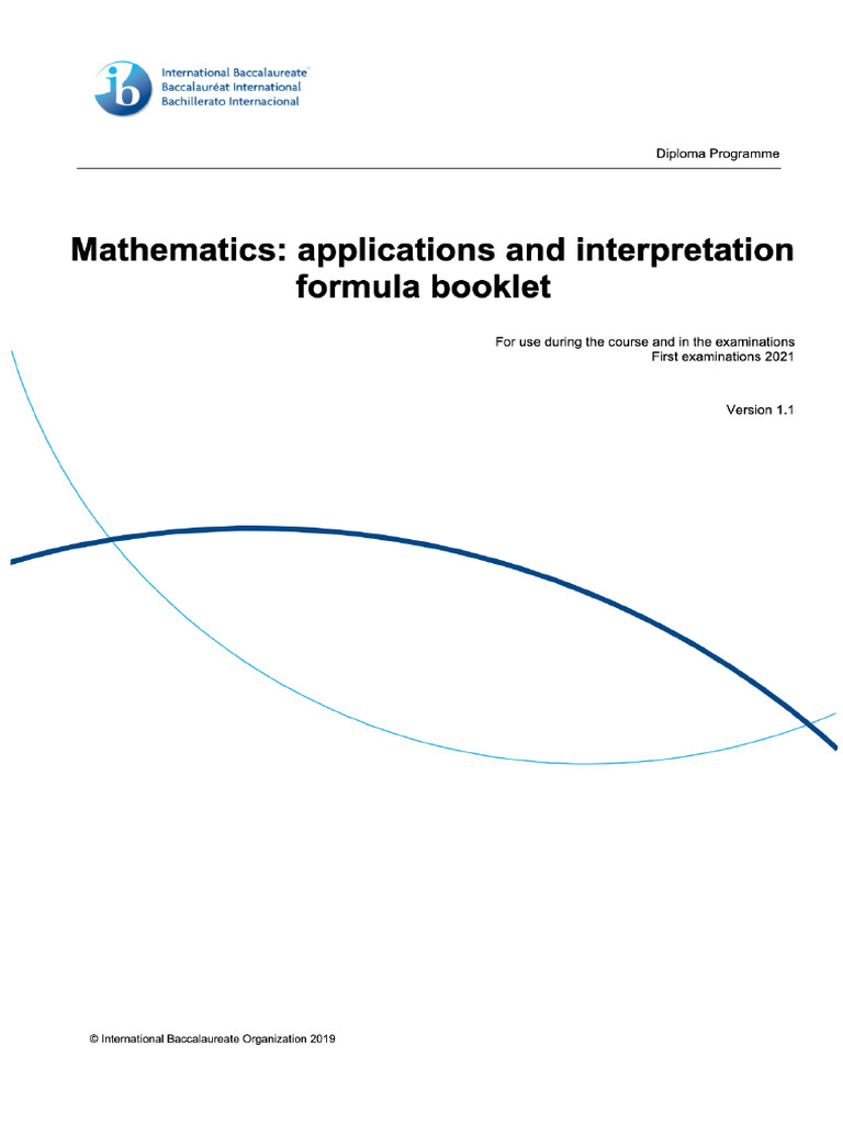 IB Math AI Formula Booklet | PDF