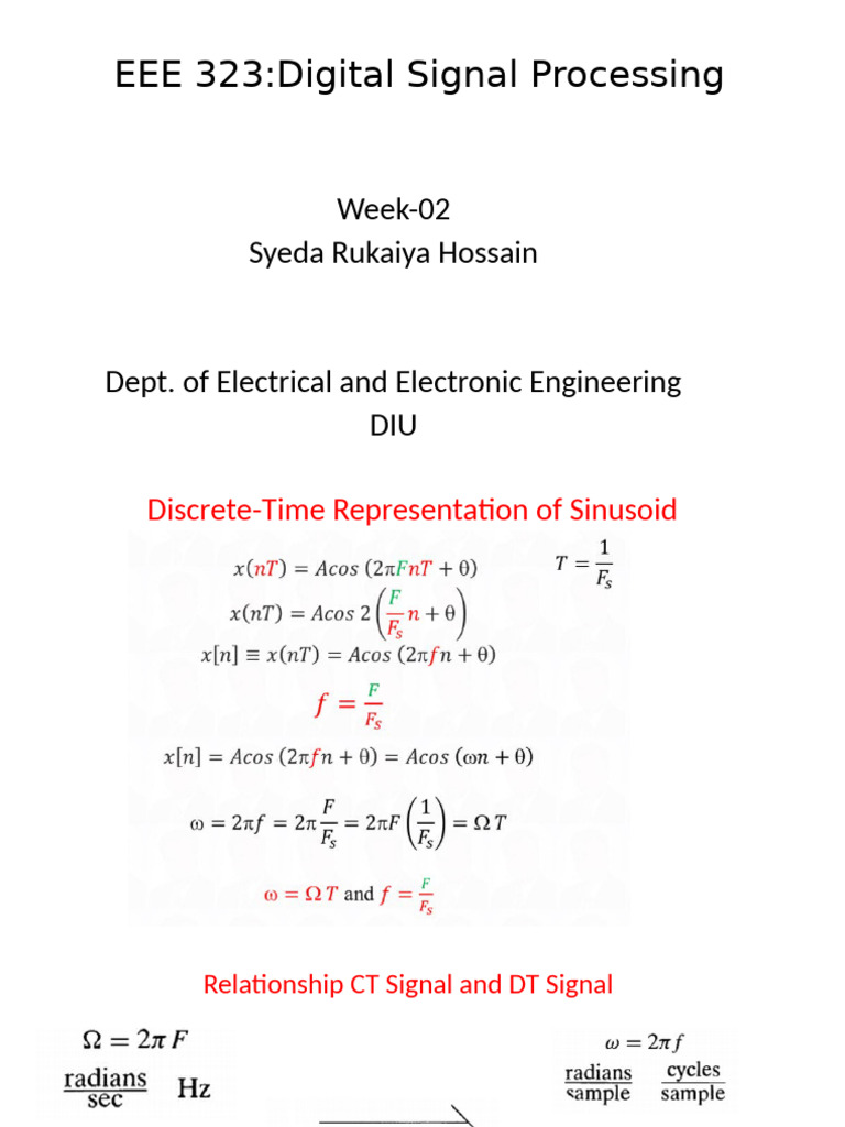EEE 323:digital Signal Processing: Week-02 Syeda Rukaiya Hossain | PDF