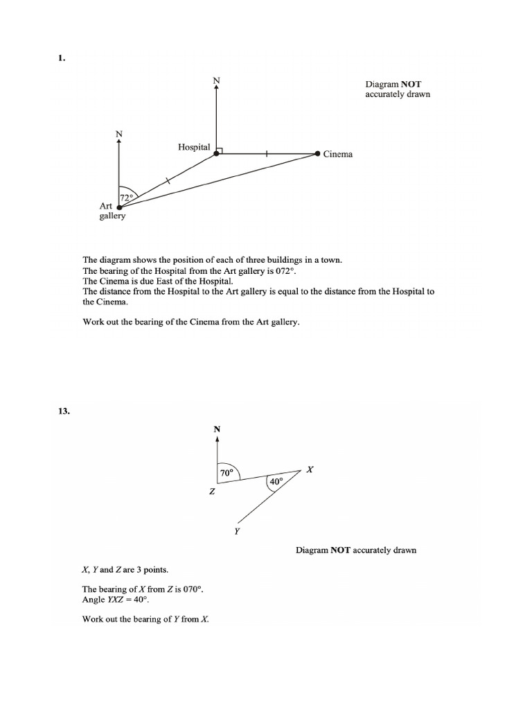 IGCSE Bearing Practice Questions | PDF