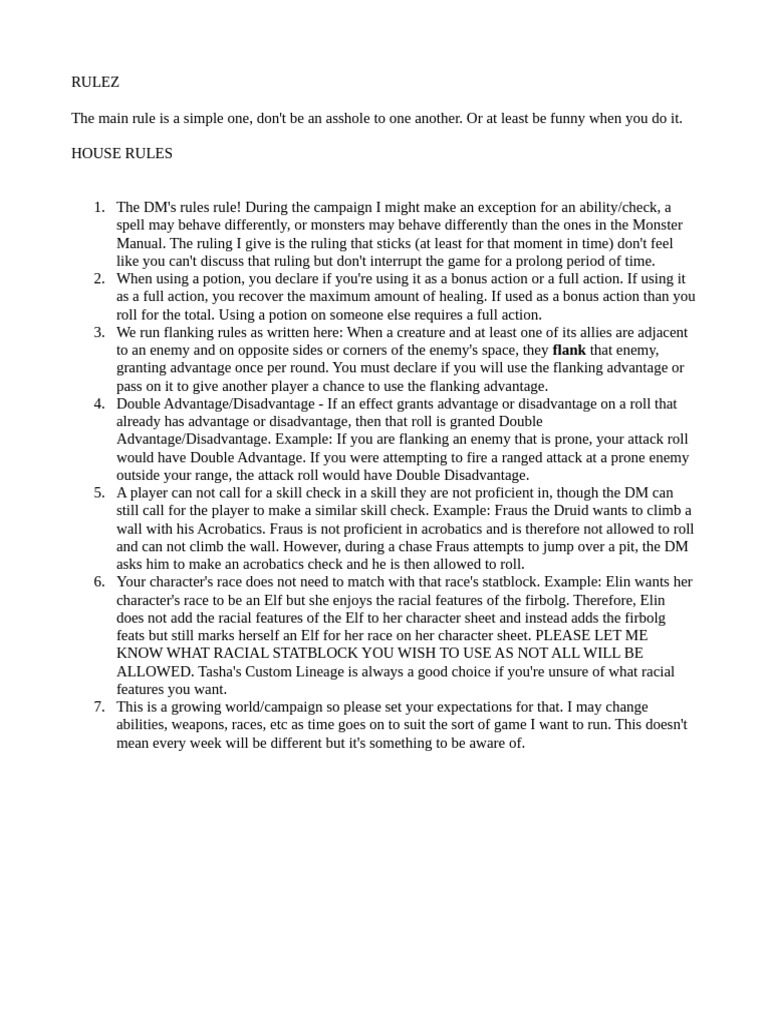 Discord & House Rules | PDF