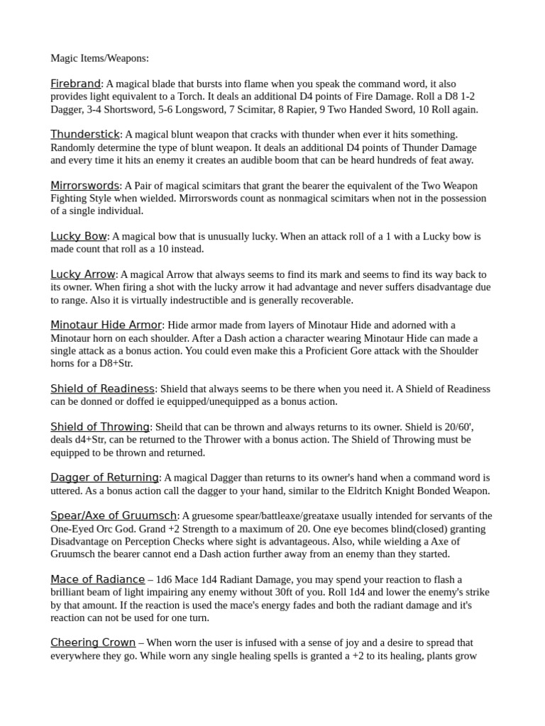 Magic Items (Probably Bad) | PDF