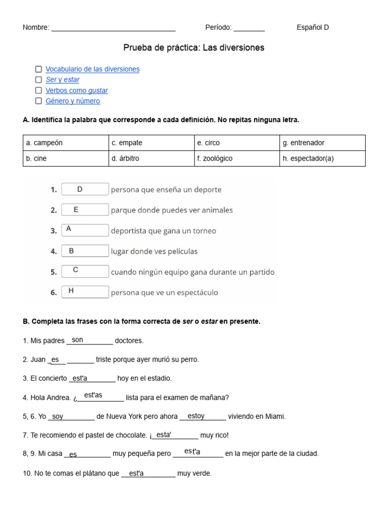 Prueba de Práctica - Las Diversiones | PDF