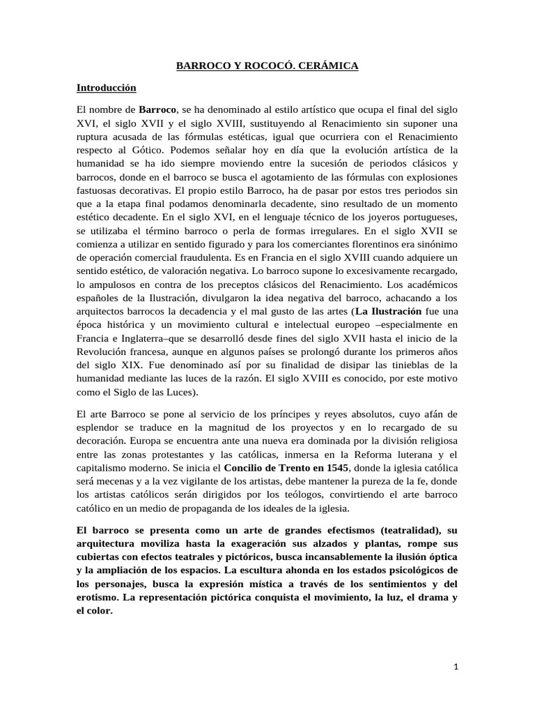 Barroco y Rococó Cerámica | PDF