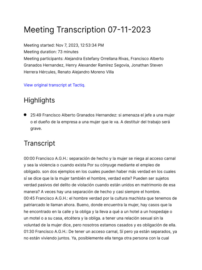 Meeting Transcription 07-11-2023 | PDF Meeting Transcription 07-11-2023 | PDF